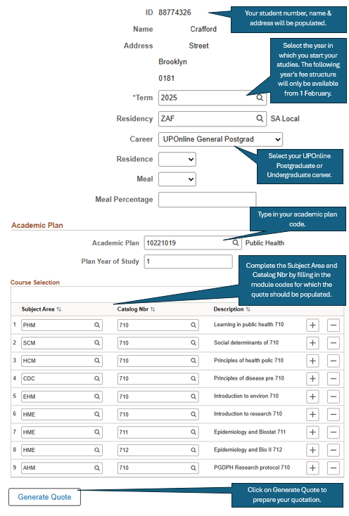 How to generate a quotation - University of Pretoria